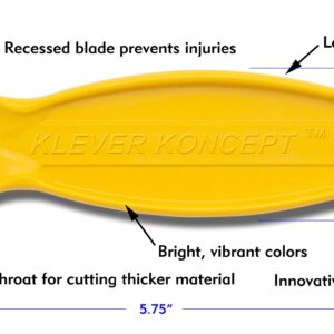 Klever Koncept (By Klever Kutter) 3/Pack Safety Box Cutter, Box Cutter, Prevents Costly Injuries and Accidental Damaged Product, Dual Sided Lasts Twice As Long As A Traditional Box Cutter, Disposable