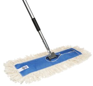 nine forty 24" premium cotton dust mop kit - heavy duty mop head with handle for industrial, commercial, and residential cleaning - dry floor duster for hardwood surfaces - white