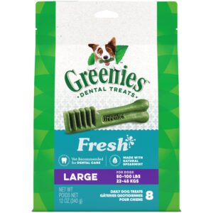 greenies large natural dental care dog treats fresh flavor, 12 oz. pack (8 treats)