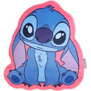 disney 3d plush pillow cushions for bed kids throw pillows bedroom accessories travel nursery soft feel decorative cushion stitch gifts for kids (blue/pink stitch)