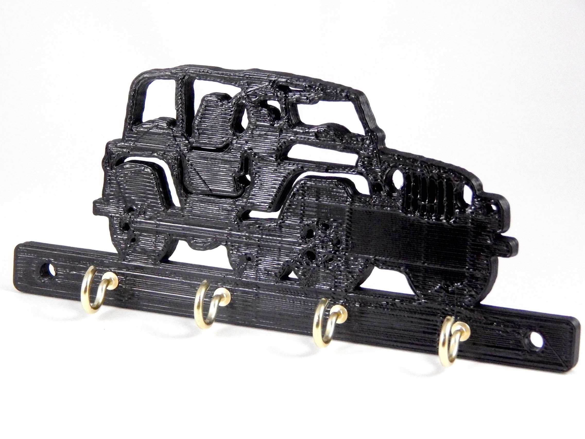 4x4 Rock Crawler Off Road Offroad Key Rack Holder Hanger Key Hooks - Four Hooks Installed - 6" Wide x 2 1/3" Tall x 3/16" Thick