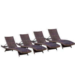 christopher knight home toscana outdoor wicker lounges, 4-pcs set, multibrown