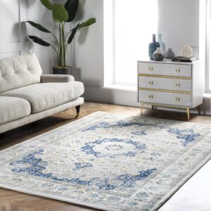 nuloom paisley verona vintage persian area rug, 5' x 7' 5", blue