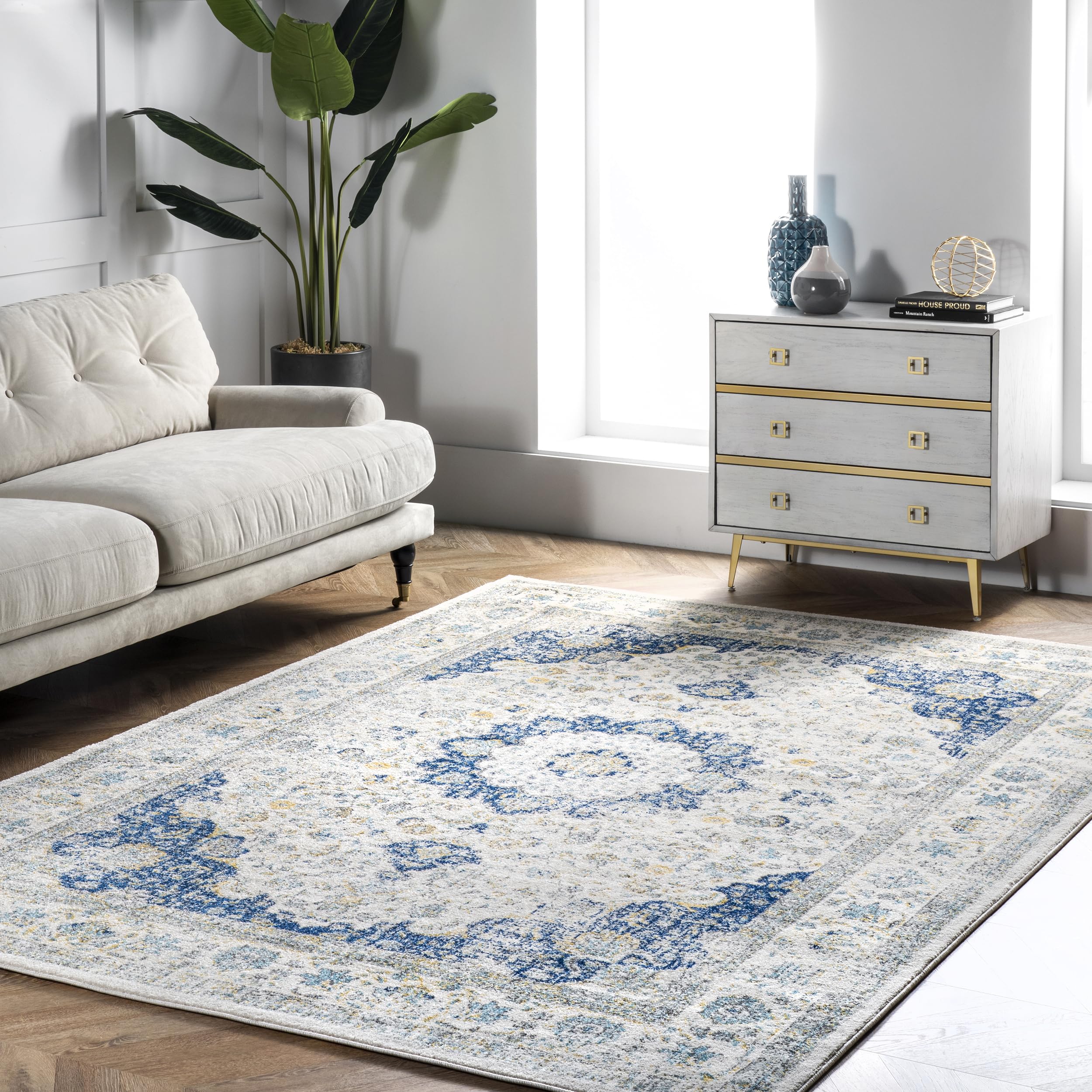 nuLOOM Paisley Verona Vintage Persian Area Rug, 5' x 7' 5", Blue