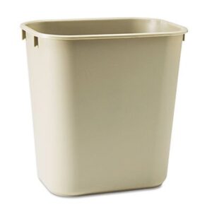 deskside plastic wastebasket, rectangular, 3.5gal, beige, sold as 1 each, 8pack , total 8 each