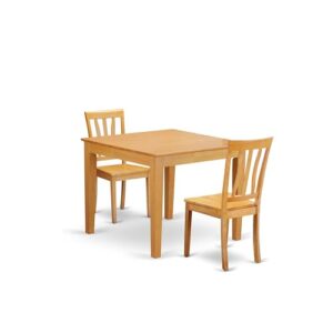 east west furniture oxan3-oak-w 3 piece kitchen table set for small spaces contains a square dining table and 2 dining room chairs, 36x36 inch, oak