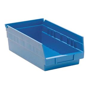 quantum storage systems quantum storage qsb102bl 30-pack 4" hanging plastic shelf bin storage containers, 11-5/8" x 6-5/8" x 4", blue