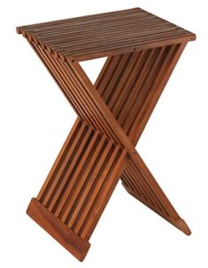 bare decor leaf folding counterstool in solid teak wood 24" high,brown