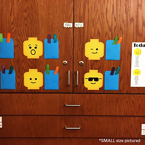 6 Minifig Heads Emotions Faces Wall Decor - 2.6" by 2.4" - Vinyl Stickers Digital Print Graphic for You Kids Brickbuilder and Masterbuilder Theme Room (Vinyl, XSmall)