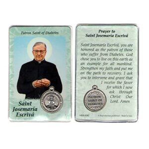 saint st st. josemaria escriva prayer card holy card cards patronage patron diabetes with medal