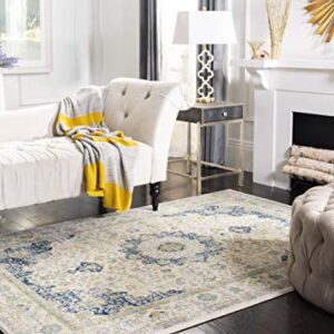 SAFAVIEH Evoke Collection Area Rug - 9' x 12', Ivory & Blue, Shabby Chic Oriental Medallion Design, Non-Shedding & Easy Care, Ideal for High Traffic Areas in Living Room, Bedroom (EVK220C)