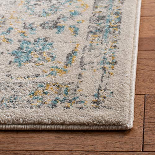 SAFAVIEH Evoke Collection Area Rug - 9' x 12', Ivory & Blue, Shabby Chic Oriental Medallion Design, Non-Shedding & Easy Care, Ideal for High Traffic Areas in Living Room, Bedroom (EVK220C)