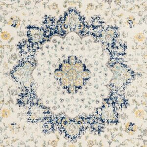 SAFAVIEH Evoke Collection Area Rug - 9' x 12', Ivory & Blue, Shabby Chic Oriental Medallion Design, Non-Shedding & Easy Care, Ideal for High Traffic Areas in Living Room, Bedroom (EVK220C)