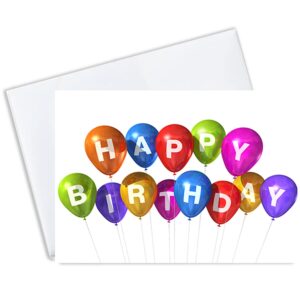 signature cards - birthday greeting cards (colorful balloons), 5x7 inches, 25 cards & 26 bright white envelopes (bdb200)