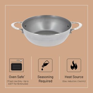 de Buyer MINERAL B Carbon Steel Country Fry Pan with Two Handles - 12.5” - Ideal for Sauteing, Simmering, Deep Frying, Stir Frying & One-Pan Meals - Naturally Nonstick - Made in France