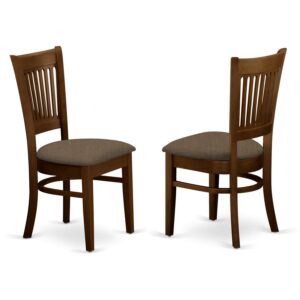 east west furniture vac-esp-c vancouver kitchen dining chairs - linen fabric upholstered wooden chairs, set of 2, espresso