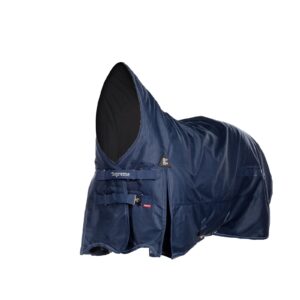 horze avalanche 1200d high neck turnout rain sheet (no fill) | lightweight waterproof horse blanket - peacoat dark blue - 72 in