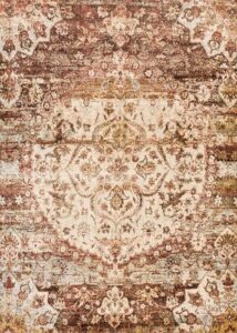 loloi anastasia 6'-7" x 9'-2" area rug in rust/ivory - ornate & traditional designed area rugs for living room, bedroom, entryway & hallway, no shed high traffic area home decor rug