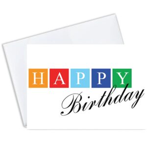 signature cards - birthday greeting cards (blocks of color), 5x7 inches, 25 cards & 26 bright white envelopes (bdb100)