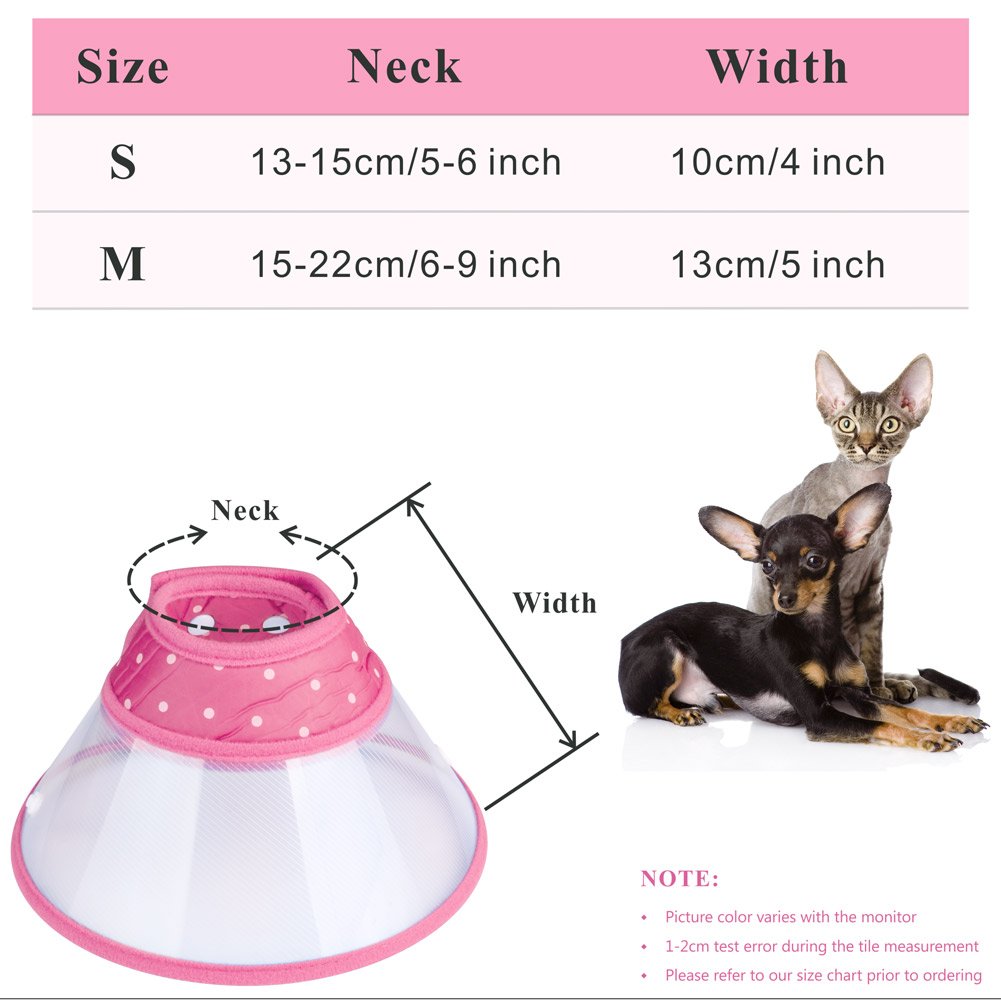 PETBABA Cat Cone Collar, to Stop Licking, Recovery Elizabethan After Surgery, Clear Soft Neck E-Collar, Not Block Vision, for Kitten Puppy Dog Pet in Surgery Remedy - S in Rose