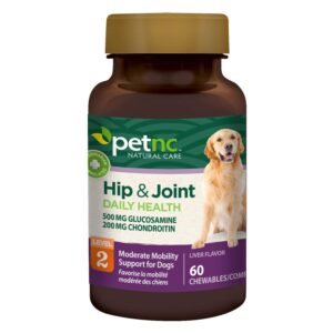 petnc natural care hip and joint health moderate chewables for dogs, 60 count