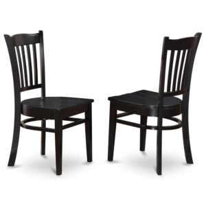 east west furniture grc-blk-w groton dining chairs - slat back wood seat kitchen chairs, set of 2, black