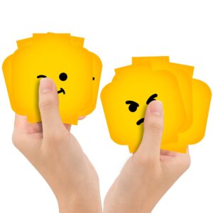 6 minifig heads emotions faces wall decor - 2.6" by 2.4" - vinyl stickers digital print graphic for you kids brickbuilder and masterbuilder theme room (vinyl, xsmall)