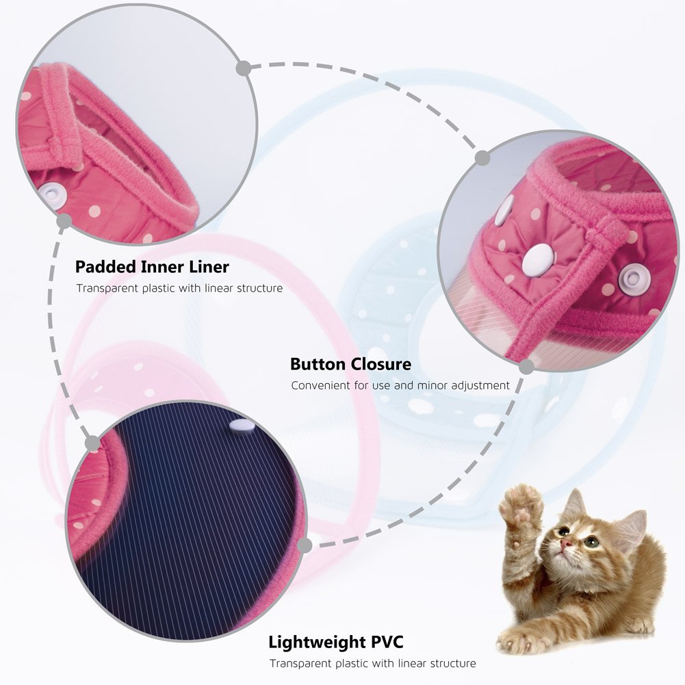 PETBABA Cat Cone Collar, to Stop Licking, Recovery Elizabethan After Surgery, Clear Soft Neck E-Collar, Not Block Vision, for Kitten Puppy Dog Pet in Surgery Remedy - S in Rose