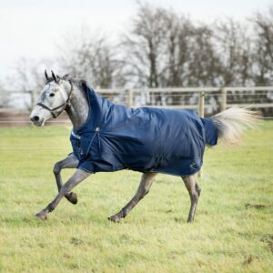 HORZE Avalanche 1200D High Neck Turnout Rain Sheet (No Fill) | Lightweight Waterproof Horse Blanket - Peacoat Dark Blue - 72 in