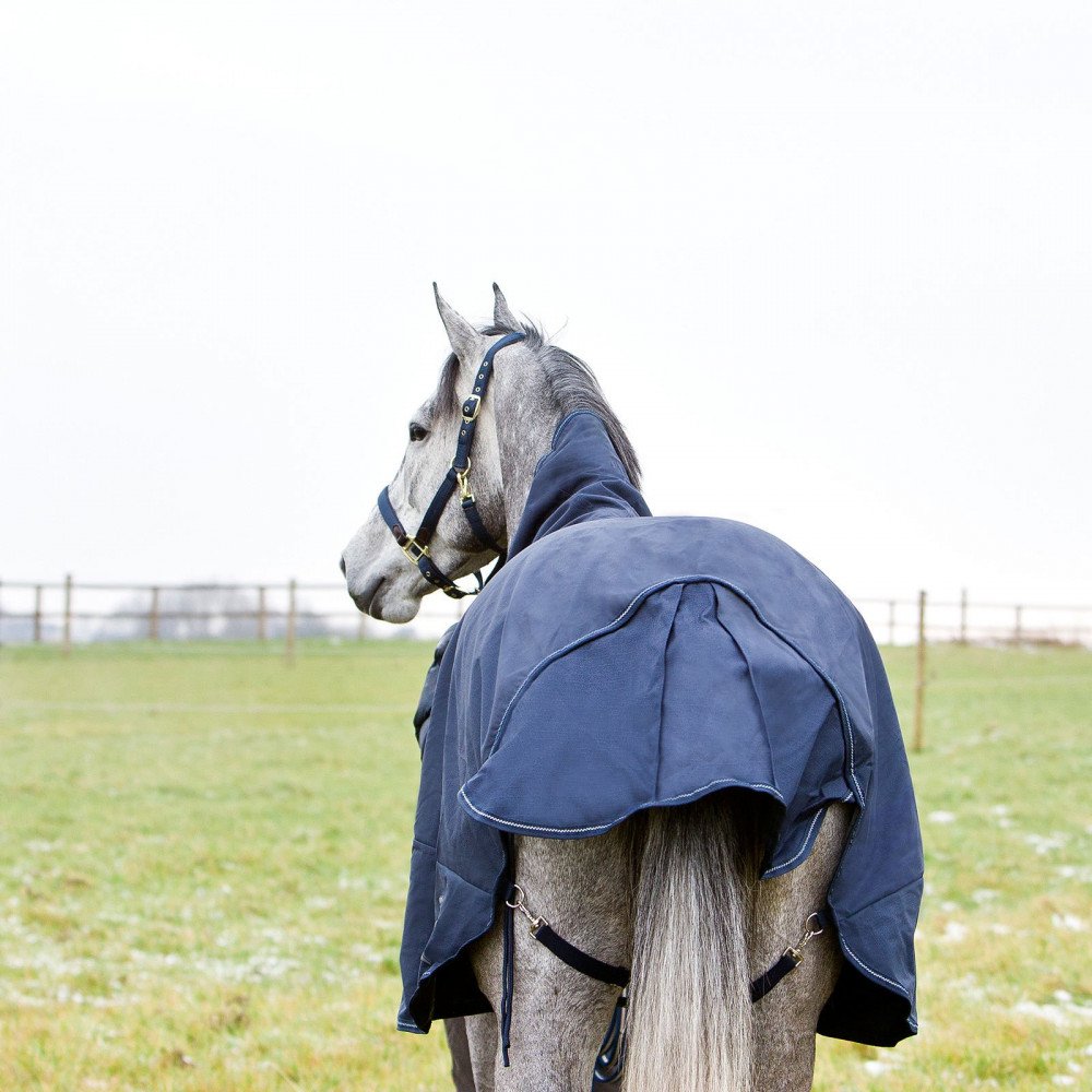 HORZE Avalanche 1200D High Neck Turnout Rain Sheet (No Fill) | Lightweight Waterproof Horse Blanket - Peacoat Dark Blue - 72 in