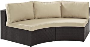 crosley furniture catalina outdoor sectional sofa, 3-person wicker patio couch for deck, backyard, poolside, brown