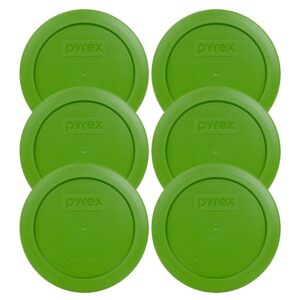 pyrex bundle - 6 items: 7200-pc 2-cup lawn green plastic food storage lids