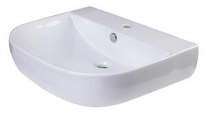 alfi brand ab111 d-bowl porcelain wall mounted bath sink, 24", white