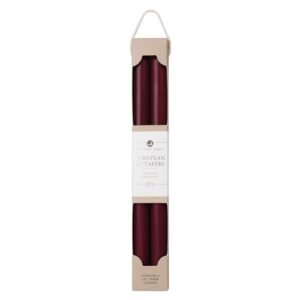 northern lights candles - 12" 2pk premium tapers, bordeaux - 72884