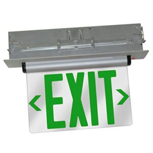 elco lighting edgrec2g recessed transparent edge lit led exit sign green or red letters single or double face