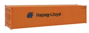 walthers scenemaster ho scale model of hapag lloyd (orange, blue) 40' hi cube corrugated side container,949-8254