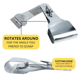 WEDGE 3-Position Scraper | 8" (20.3 cm) Length | Safety Storage Handle | Versatile for Stickers, Paint & Varnish | 1.5" (3.8 cm) Blade Width | Durable & Adjustable