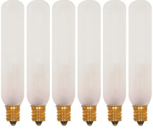 (6 pack) satco s3315 15w 120v t6 frost e12 candelabra base incandescent light bulb