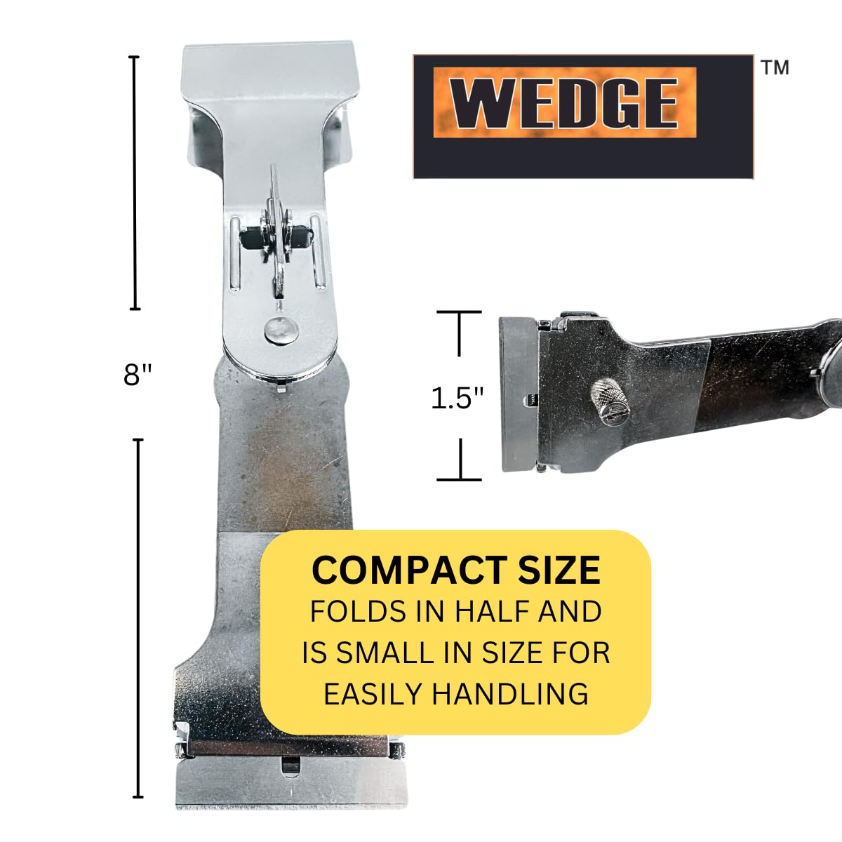 WEDGE 3-Position Scraper | 8" (20.3 cm) Length | Safety Storage Handle | Versatile for Stickers, Paint & Varnish | 1.5" (3.8 cm) Blade Width | Durable & Adjustable