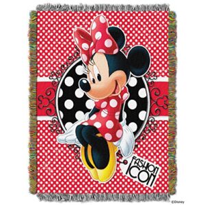 northwest minnie mouse woven tapestry throw blanket, 48" x 60", forever minnie