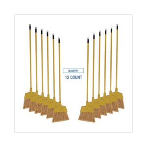 Boardwalk BRMAXIL Corn/Fiber Angled-Head Lobby Brooms, 42-Inch, Yellow, 12/Carton