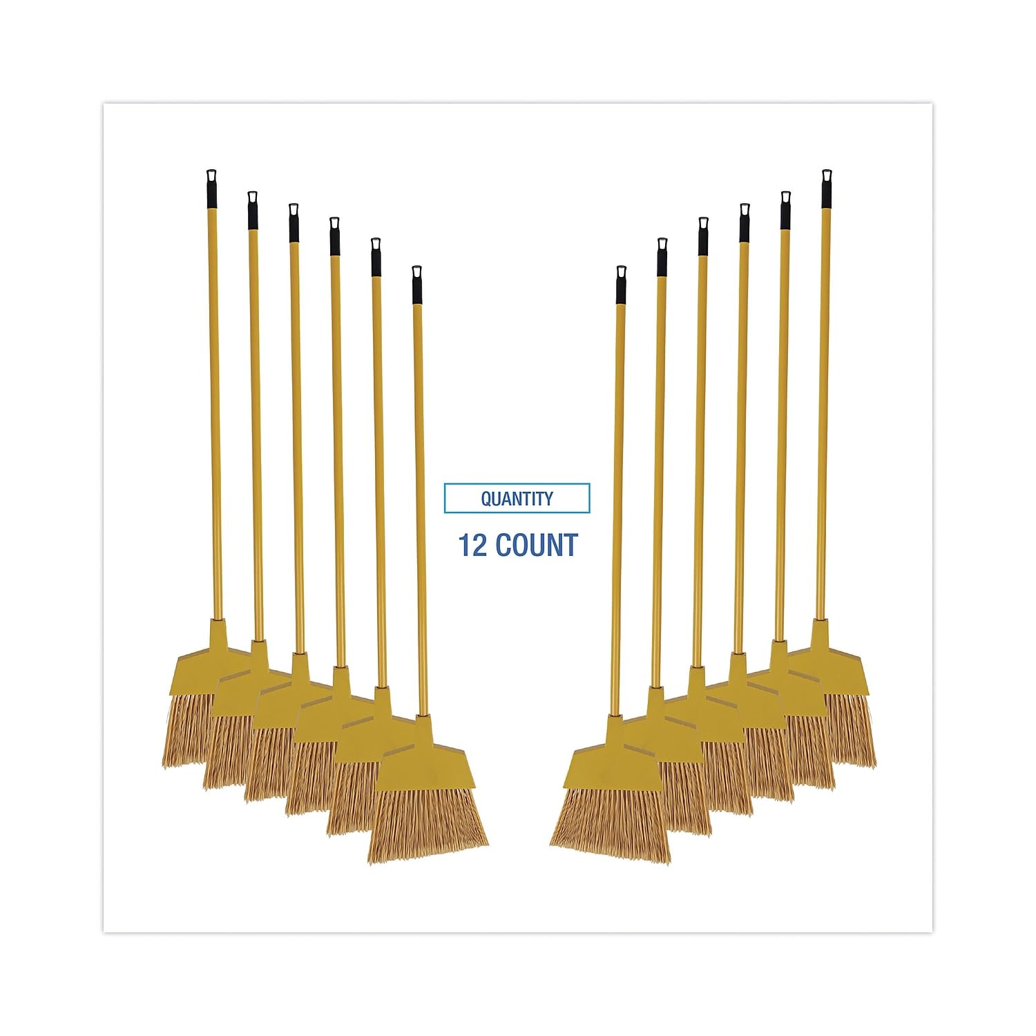 Boardwalk BRMAXIL Corn/Fiber Angled-Head Lobby Brooms, 42-Inch, Yellow, 12/Carton