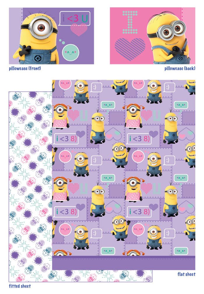 Universal's Minion Girls Way 2 Cute Microfiber Twin Sheet Set