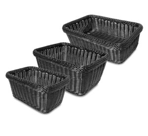 colorbasket rectangular utility basket, hand woven poly cord, set of 3