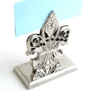 nickel 2 1/2" h fleur de lis place card holder. - set of 4