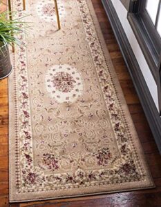 unique loom versailles collection traditional classic medallion motif area rug (2' 7 x 10' 0 runner, tan/ ivory)