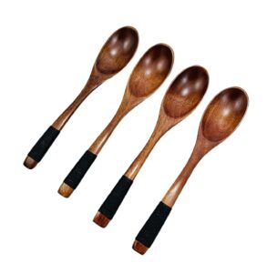 japanbargain 2685x4, set of 4 wooden dinner spoons yogurt spoons snack spoons ice cream spoons children spoons, 7-3/4 inch