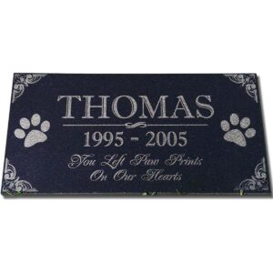 you left paw prints on our hearts pet memorial stones personalized headstone grave marker absolute black granite garden plaque engraved with dog cat name dates