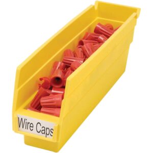 plastic shelf bin nestable, 2-3/4"w x 11-5/8"d x 4" h yellow - lot of 24