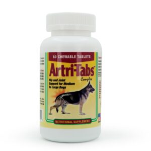 Artri-tabs Complex Dietary Supplement by Interfarma Corp | Cartilage Protection, Reduce Inflammation, & Joint Support for Dogs | with Glucosamine, Collagen, & MSM | Beacon Flavor | 60 Tablets.